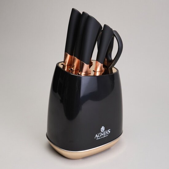 Набор ножей Agness на пластиковой подставке, 7 предметов (911-784)