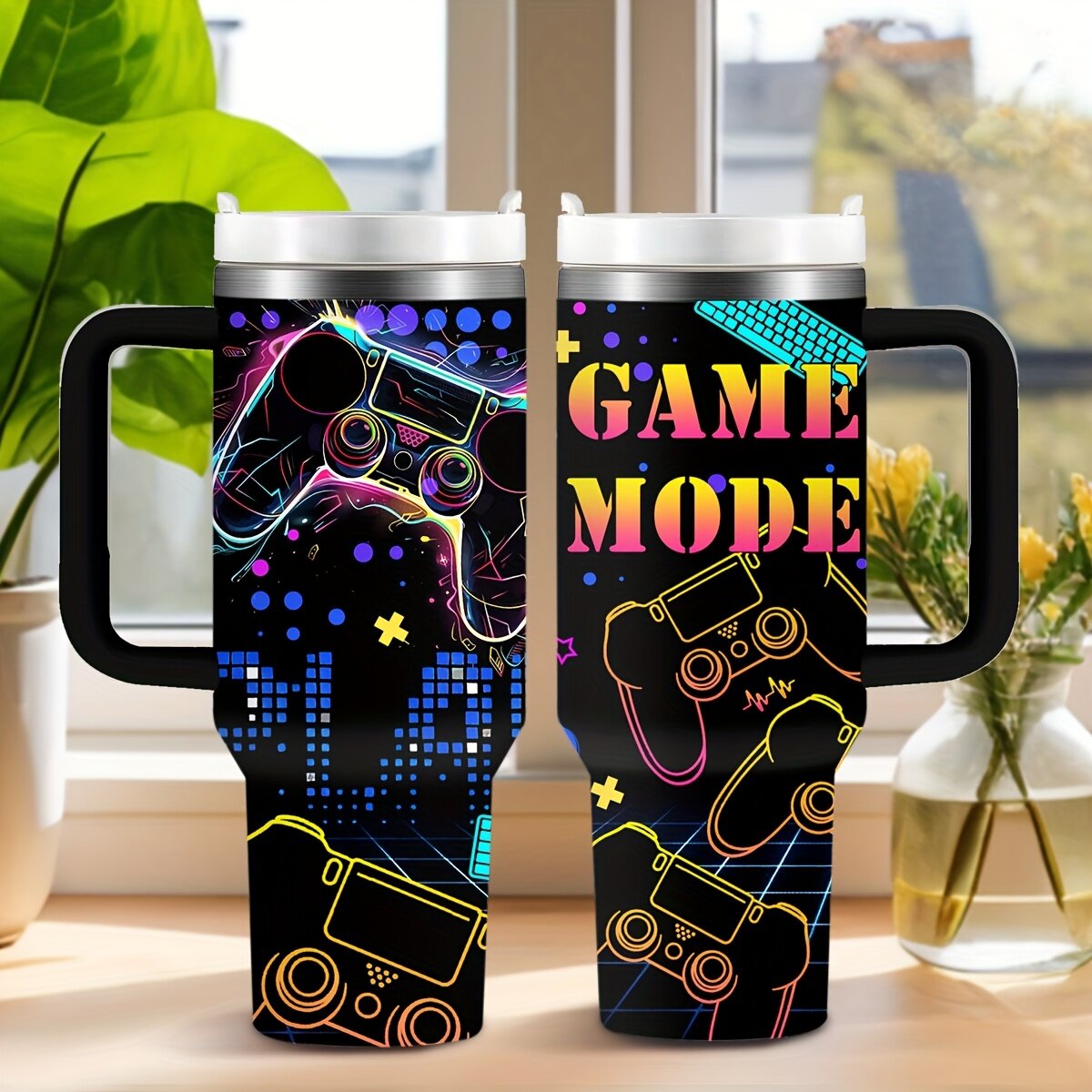 Термокружка 40oz для геймеров с ручкой — чашка из нержавеющей стали с дизайном геймпада, идеальный подарок для мужчин, мальчиков и подростков, на день рождения или день святого Валентина