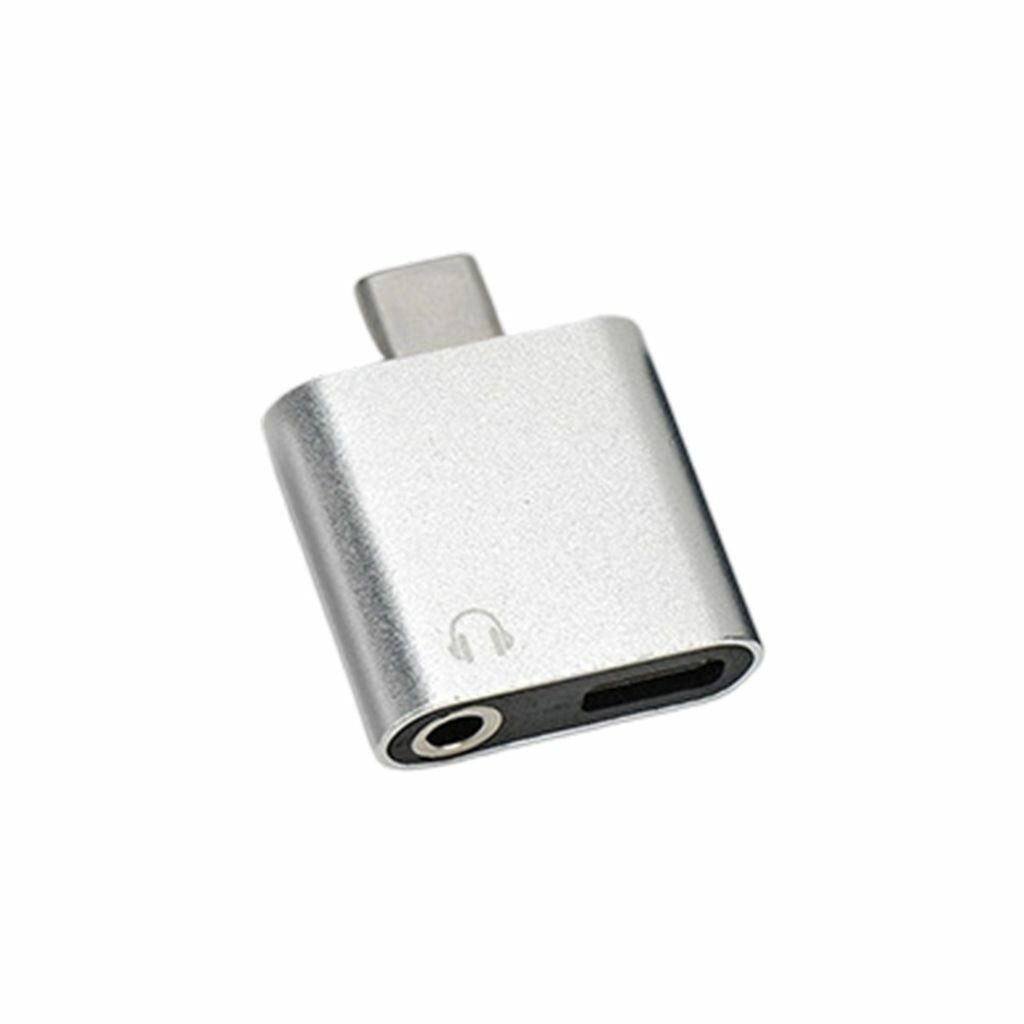 Аудиоаксессуары+Разъем USB C для подключения AUX 3,5 мм и адаптер зарядки TypeC-серебристый