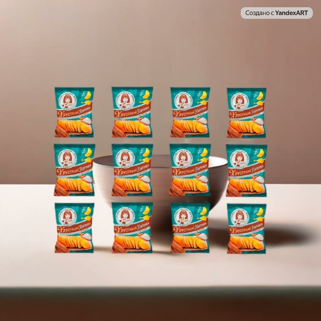 Натуральные картофельные чипсы с солью Хрустящий Картофель, 70 гр, 12 уп