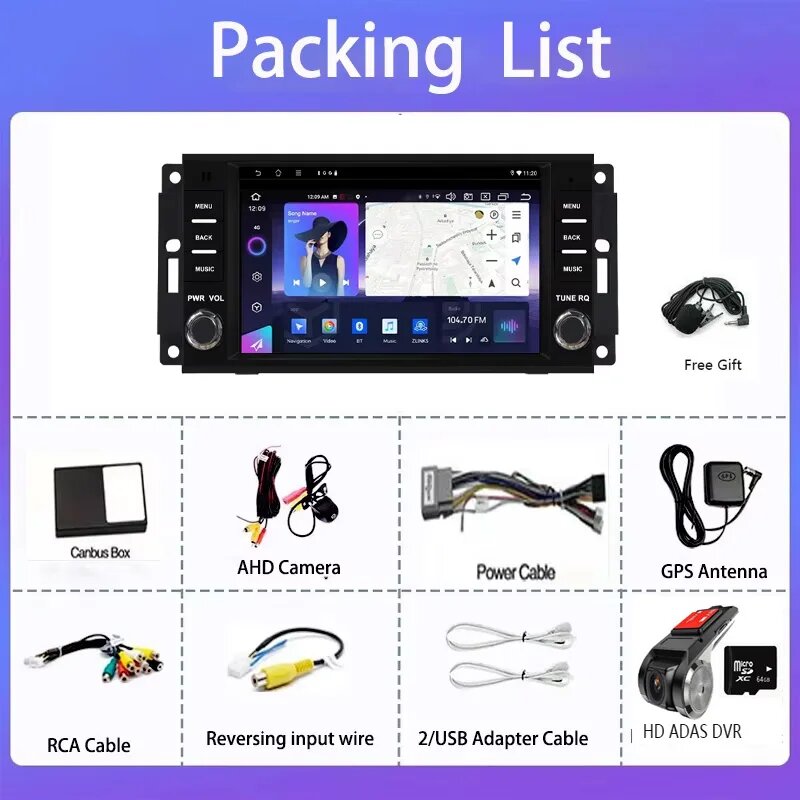 7-дюймовый экран Carplay для Dodge Journey 2009-2011 Android, автомобильный 7001 6-128GB DVR