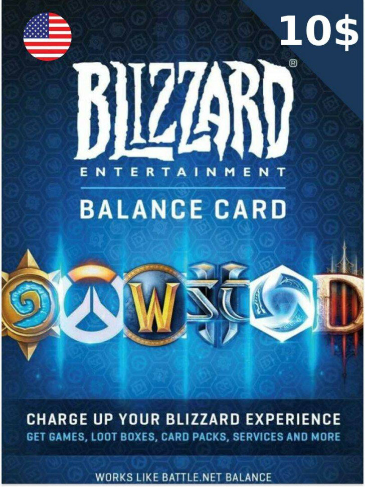 Карта пополнения Blizzard (Battle net) - 10 $ (США), электронный ключ