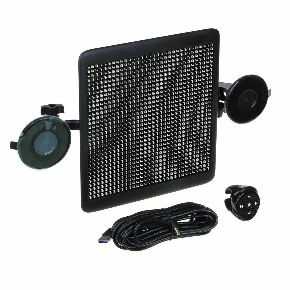 Монитор- дисплей на авто стекло 21*20 см, на присосках, анимация цветная 32x32 пикселя, беспроводное соединение, кабель питания 5м USB, пульт ду на авторуль