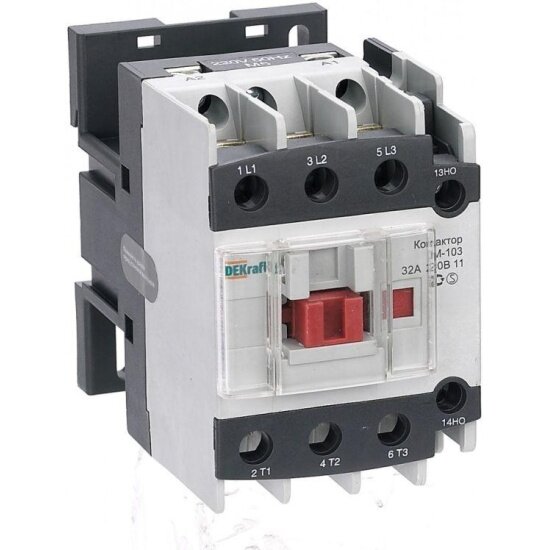 Контактор Dekraft КМ-103 32А кат. 24В AC 1НО+1НЗ AC-3, 22120DEK