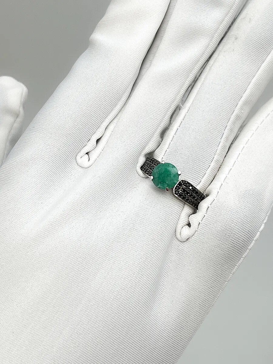 Кольцо, серебро, 925 проба, чернение, берилл, шпинель