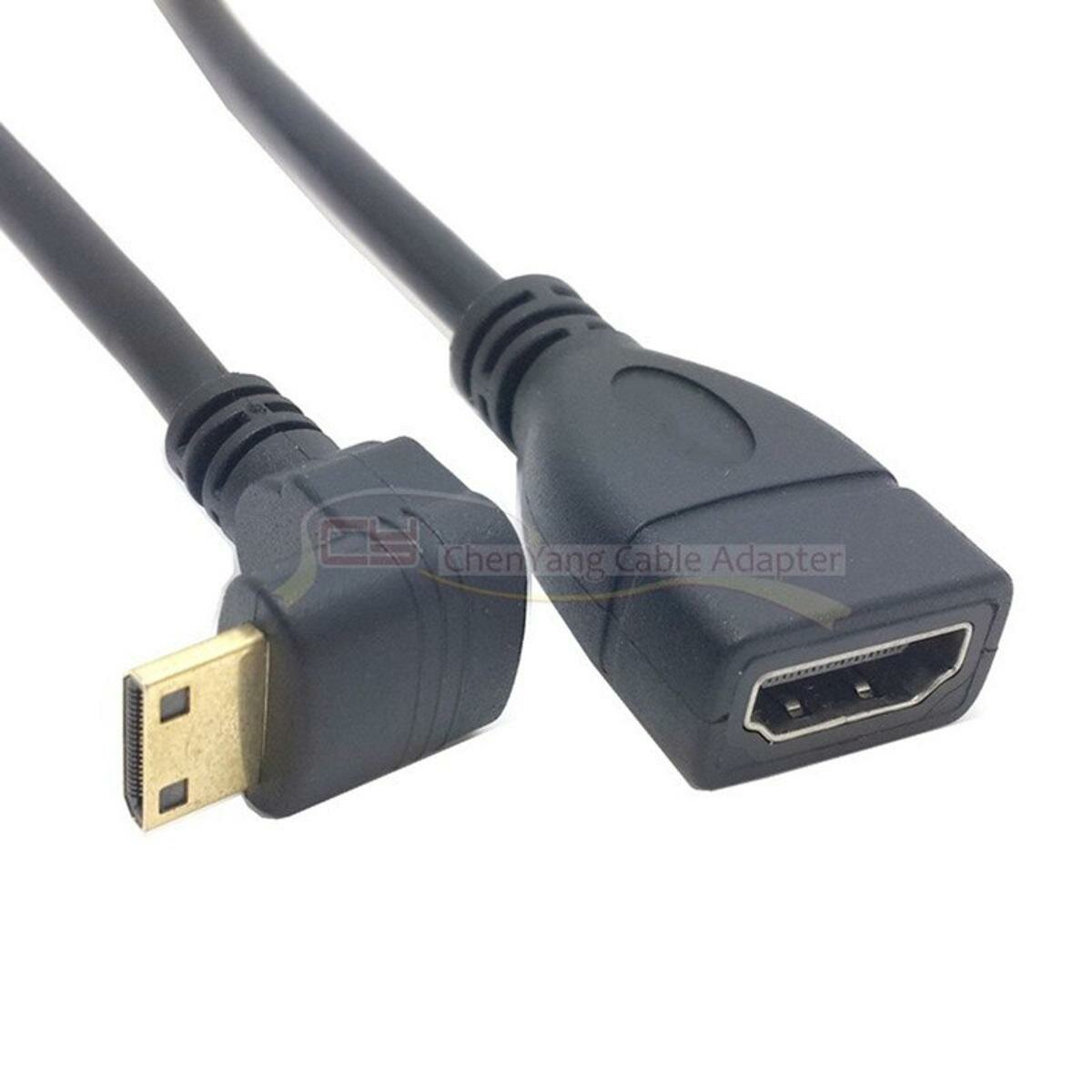 90 градусов вниз прямоугольный мини HDMI-совместимый штекер на HDMI-совместимый гнездовой адаптерный кабель HDMI 10 см ч
