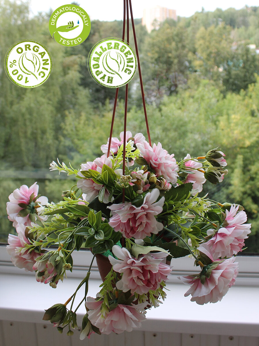 Искусственные цветы от бренда Holodilova, в кашпо, георгины, розовые