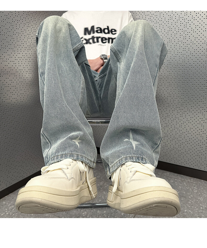 Мужские джинсы ZY в стиле hip-hop, обшивка, свободный разрез, ретро-стиль, дорожные бренды