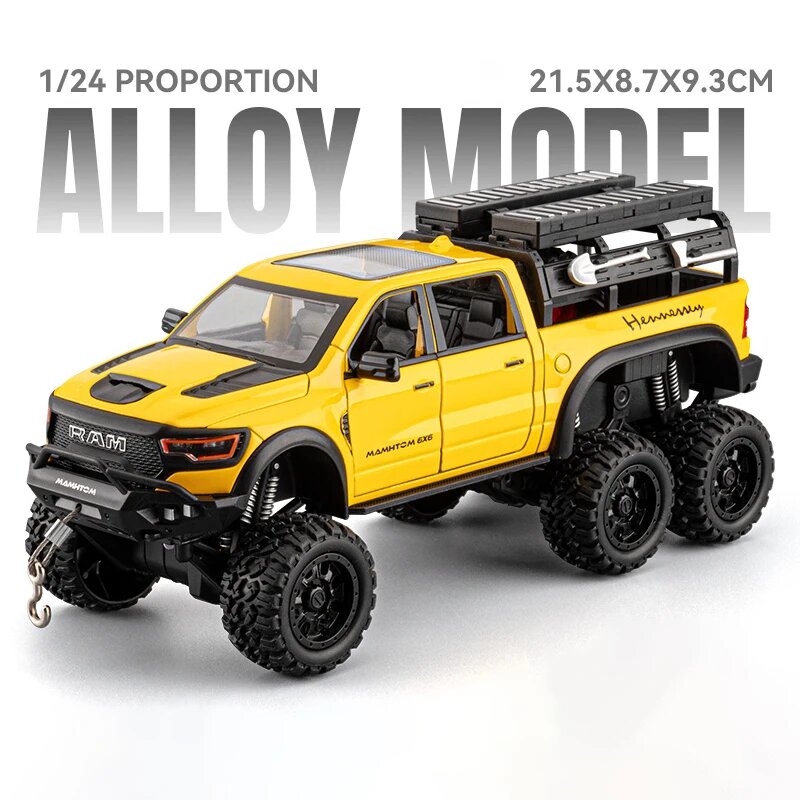 Модель пикапа Dodge RAM 1500 Tyrannosaurus 1:24, желтый