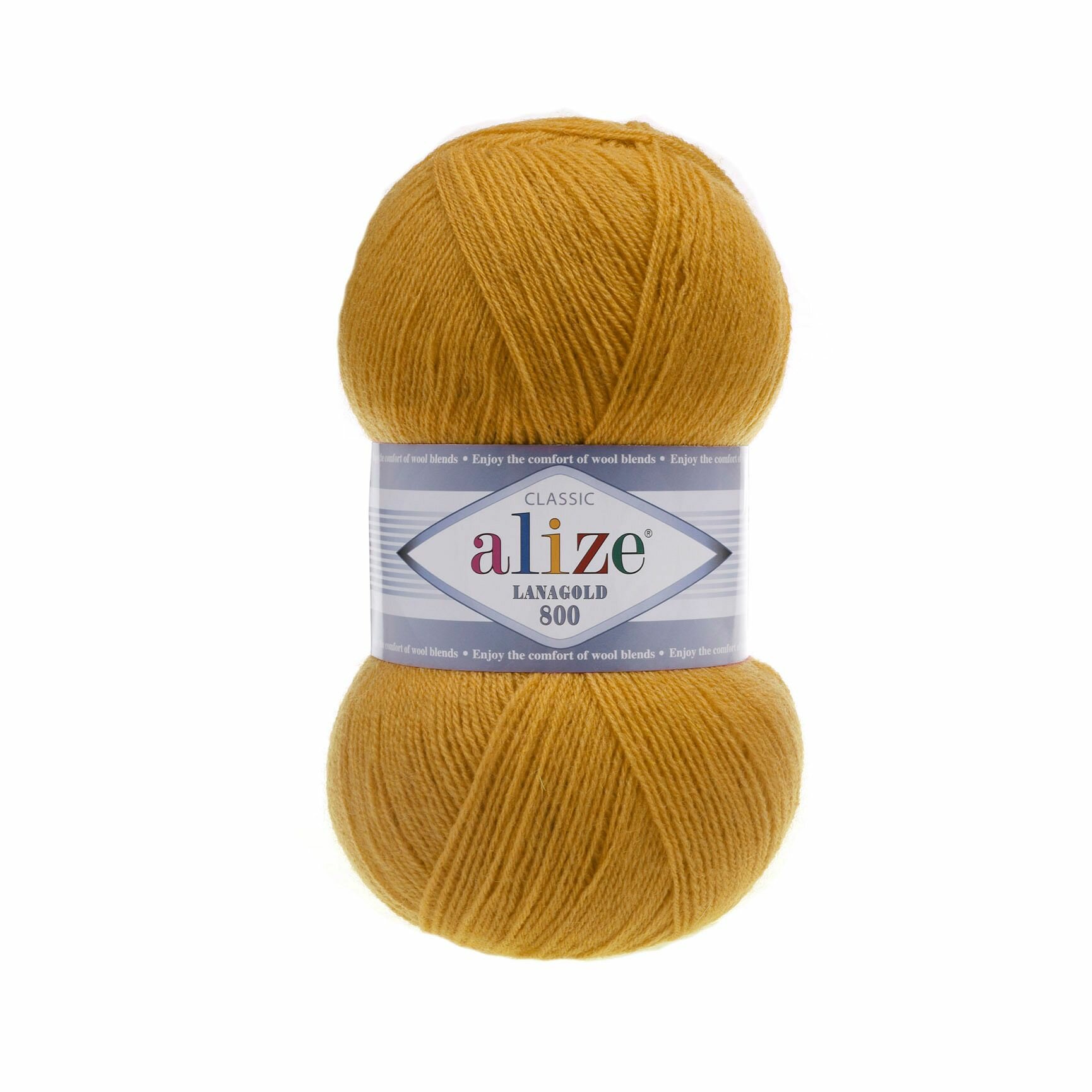 Пряжа Alize Lanagold 800 645 горчичный (5 мотков по 100г/730м)