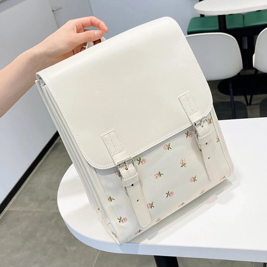 Модный рюкзак с клапаном из искусственной кожи с цветочным принтом, школьный рюкзак для колледжа, дорожная сумка на плечо для женщин и девочек, сумка для ежедневного использования style 2