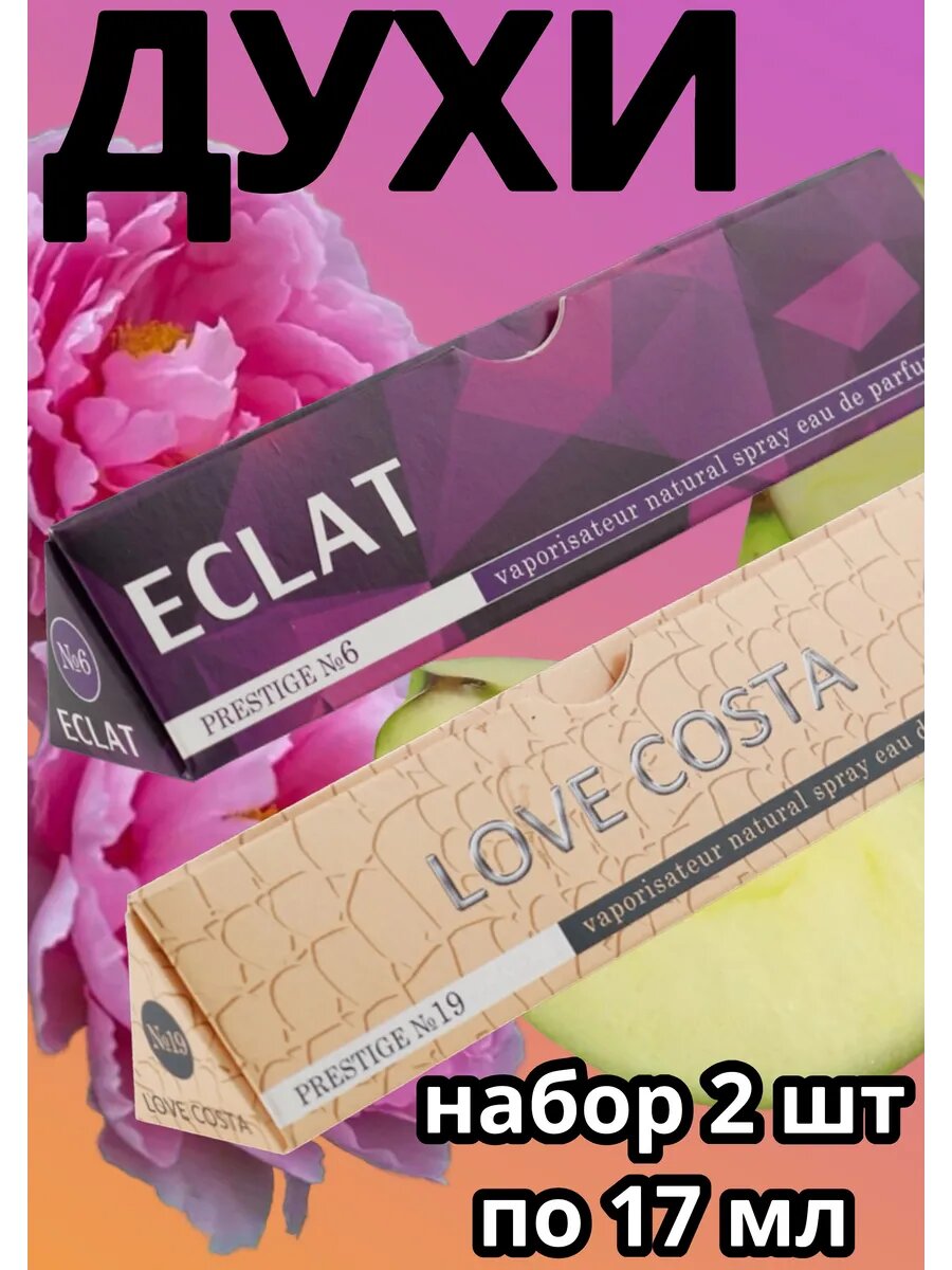 Набор духов Delta PARFUM Prestige № 6 + 19 Eclat + Love Costa 2 шт по 17 мл