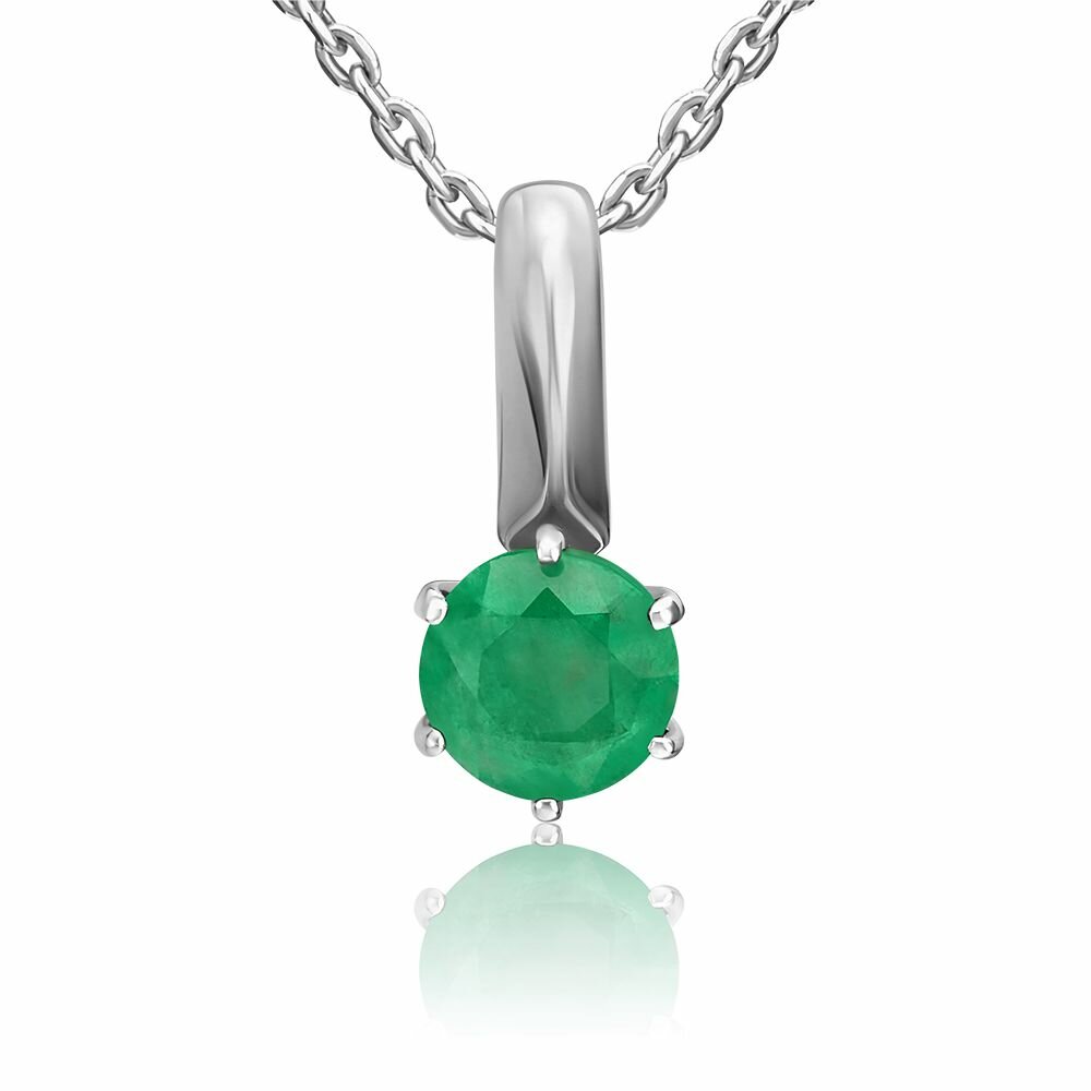 Подвеска, белое золото, 585 проба, родирование, изумруд