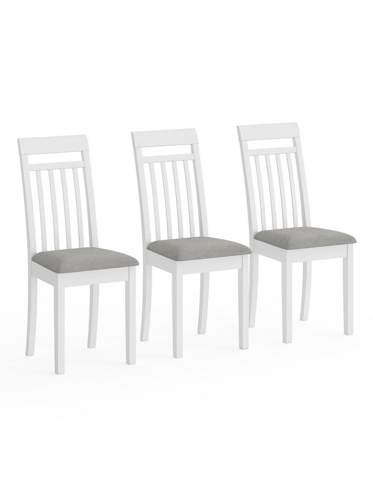 Три стула массив дерева Мебель--24 Гольф-11 разборных, белый, обивка велюр серый 63, 40х40х100 см.