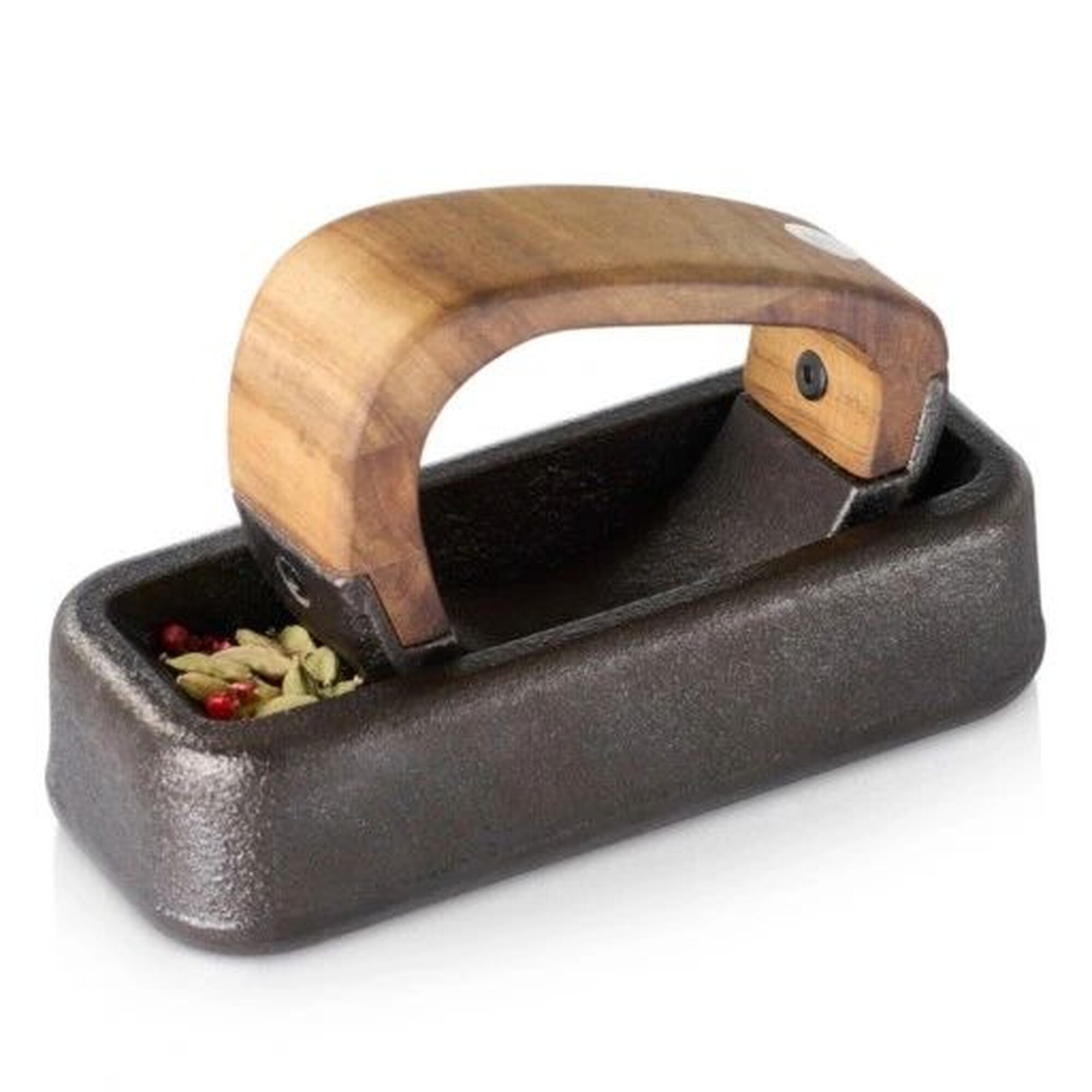 Ступка кухонная с пестиком ADHOC Rocca для специй и трав, чугунная, черная, МО31