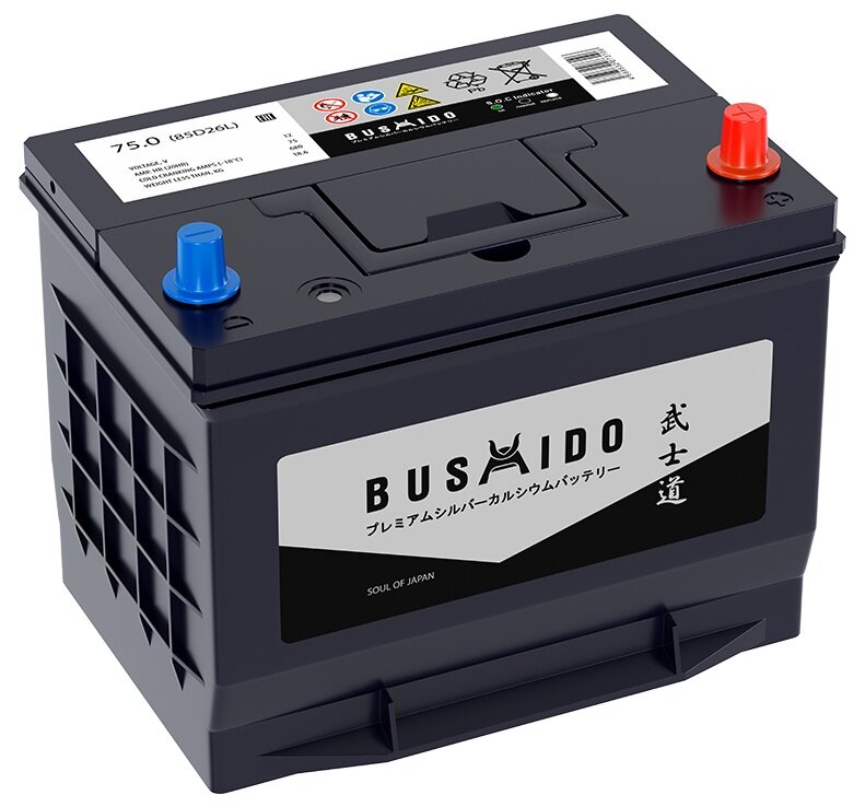 Аккумулятор автомобильный Bushido SJ 85D26L 75 А/ч 680 А обр. пол. Азия авто (260x173x225) с бортиком / Oursun