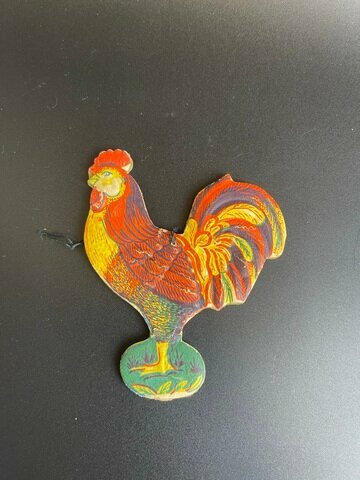 Ёлочная игрушка картонаж "Петух, петушок", редкая! винтажная старинная картонная игрушка СССР 1940-1960 гг