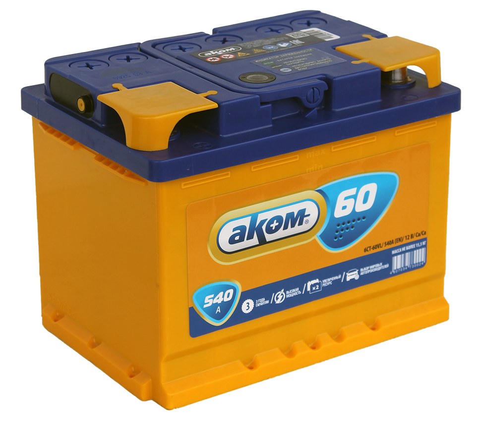 Аккумулятор AKOM 60 Ач 540 А (242х175х190) прямая полярность