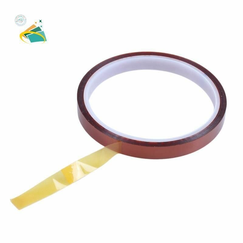Термостойкая каптоновая лента 10 мм, 30 м, золотая, выдерживает до 300 C, для сублимации, изоляции трансформаторов и горячего прессования, полиимидная плёнка с силиконовым клеем