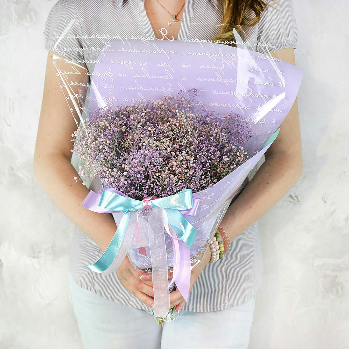 Маленький букет Букет Маркет "Гипсофила", фиолетовый, на стеблях