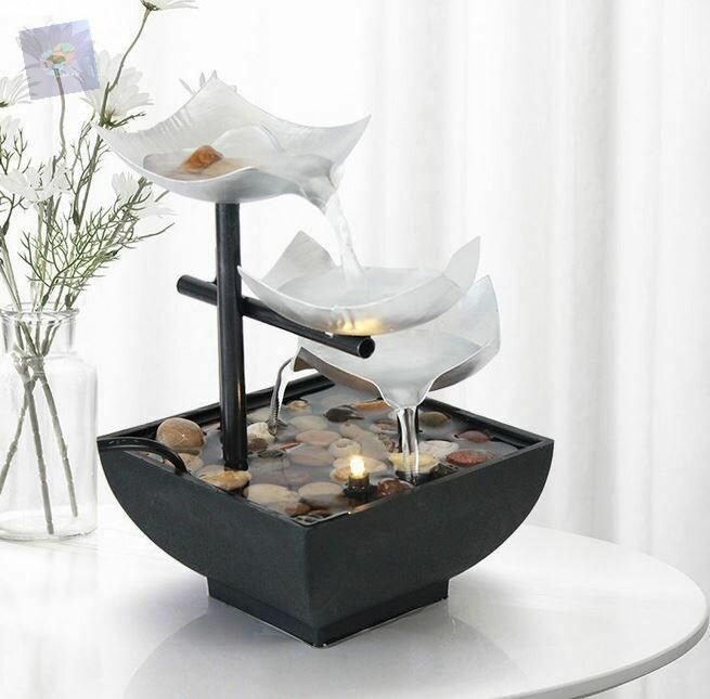 Комнатный фонтанчик каскад/Фонтан настольный "Листья" декоративный комнатный , интерьерный от сети