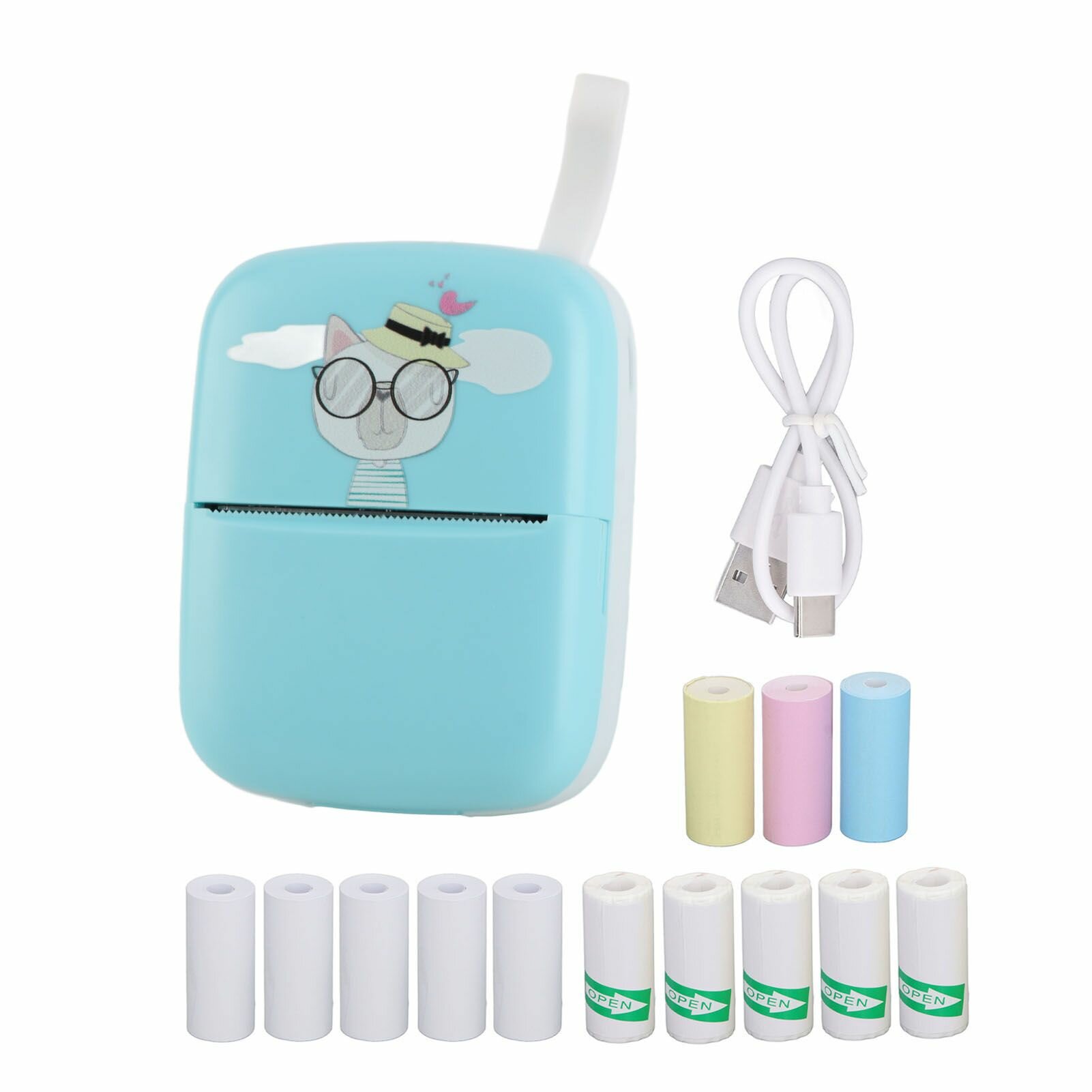 Карманный термопринтер HD Мини Многофункциональный Bluetooth-телефонный принтер для студентов Синий