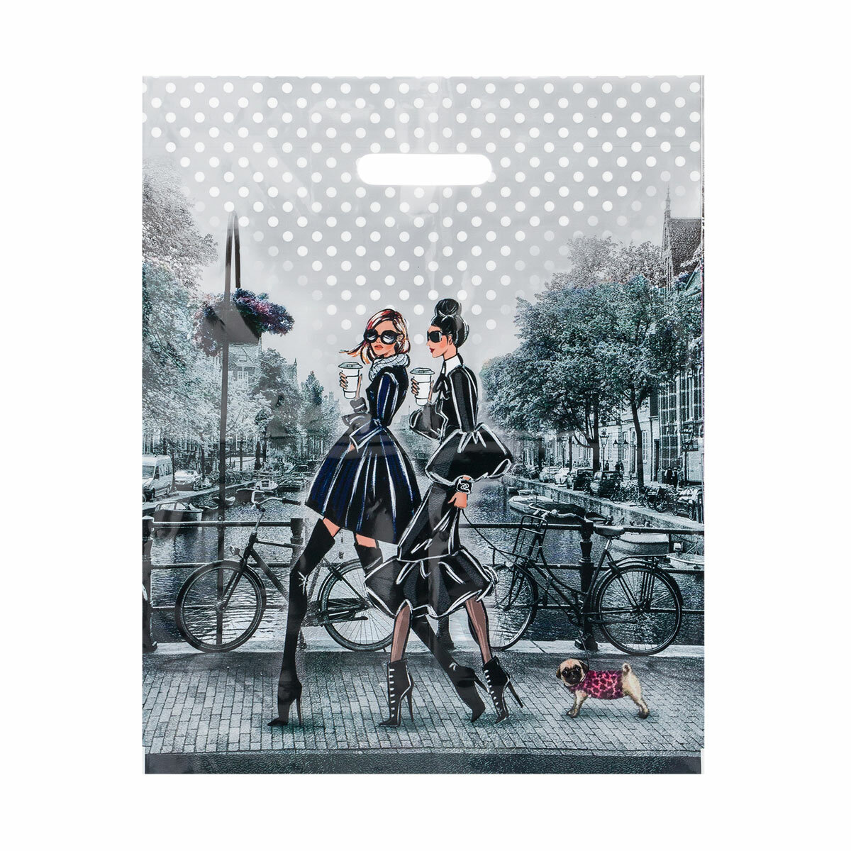 Подарочный пакет 'Подружки', с вырубной ручкой, 38*47см, 60мкм