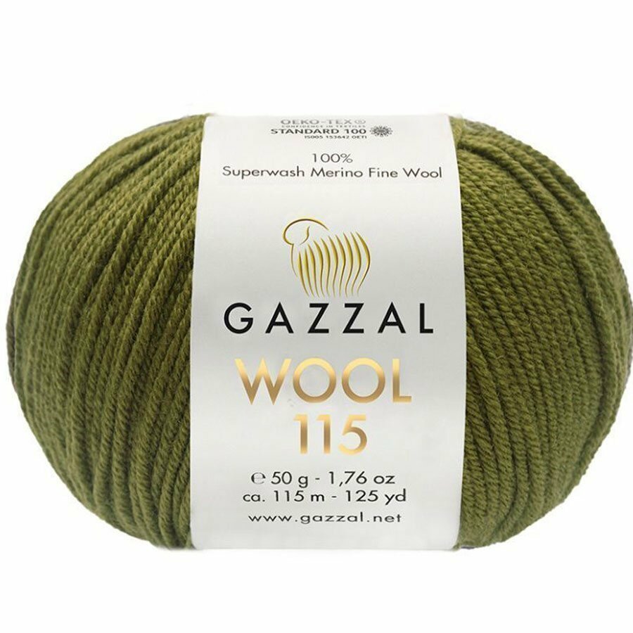 Пряжа Gazzal WOOL 115 3327 зеленый (5 мотков)