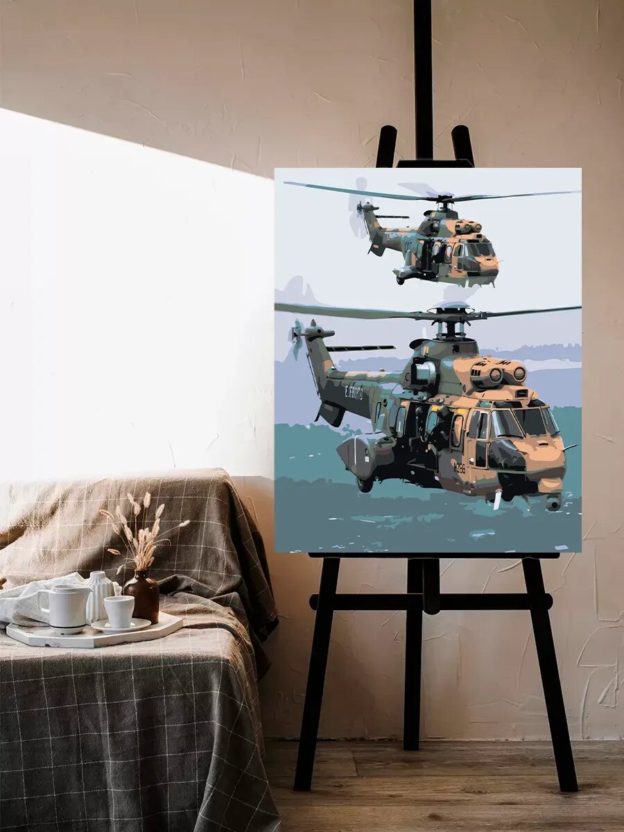 Картина по номерам Боевой Вертолет Небо