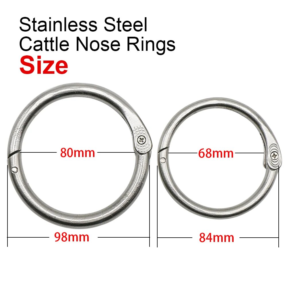 1 шт, кольца для носа крупного рогатого скота из нержавеющей стали, бык, корова, крупная тяговая застежка, зажимы для носа сельскохозяйственных животных, товары для сельскохозяйственных животных, Серебристый, 68 mm
