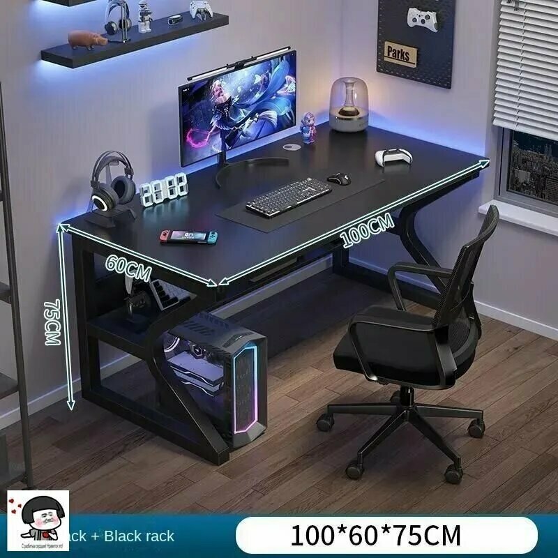 Игровой компьютерный стол, письменный стол, 100х60х75 см，черное
