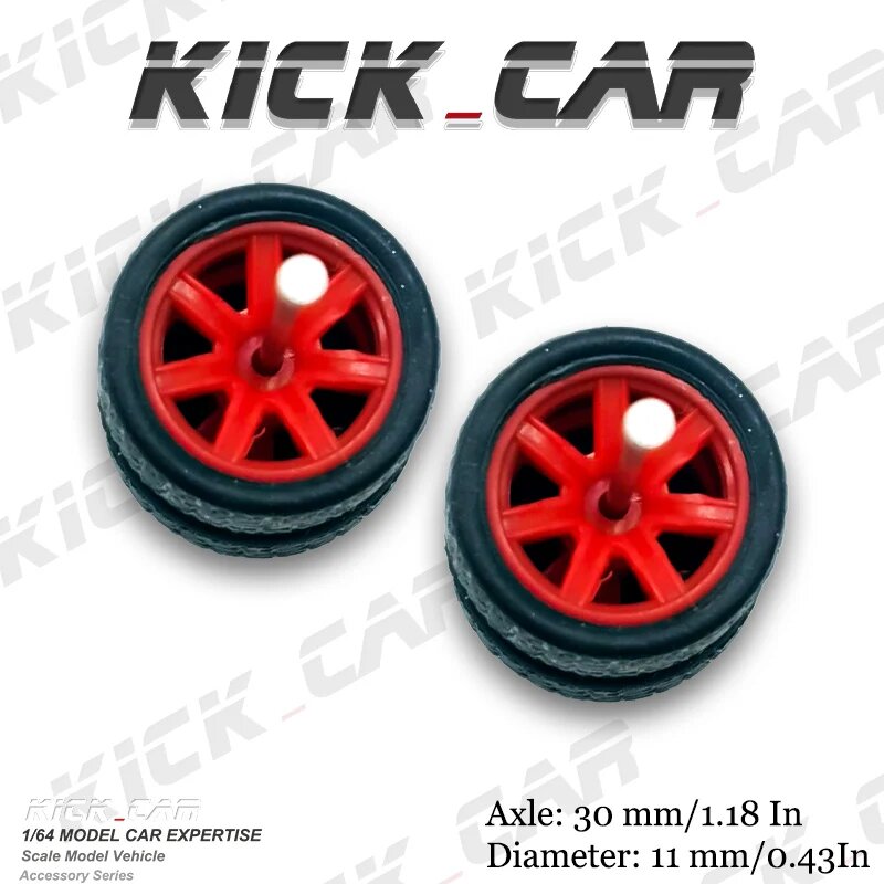 Колеса 1/64 KICARMOD для Hot Wheels Tomica Красный, Red