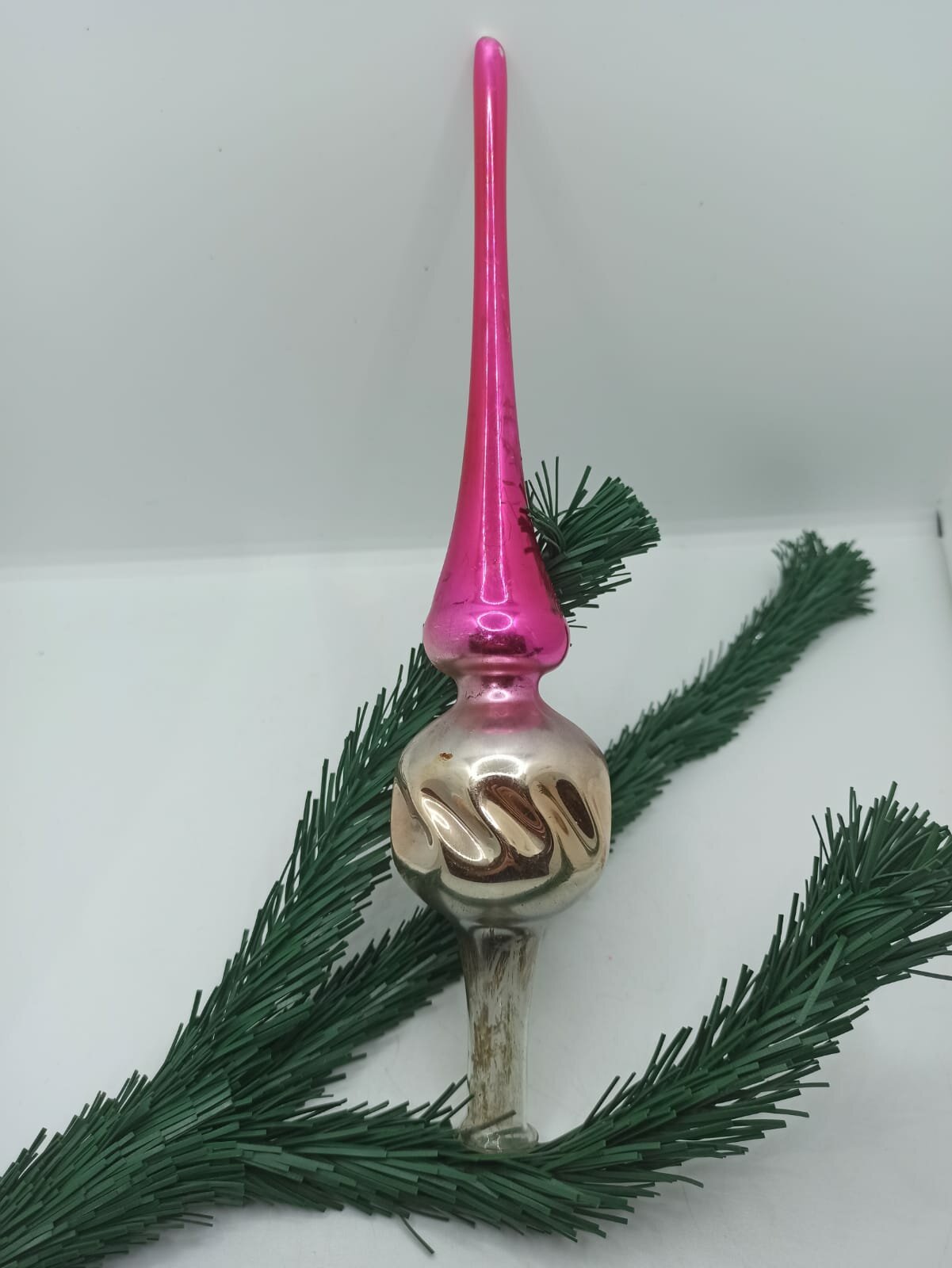 Елочная игрушка Пика / Наконечник на елку винтажная советская, стекло, СССР