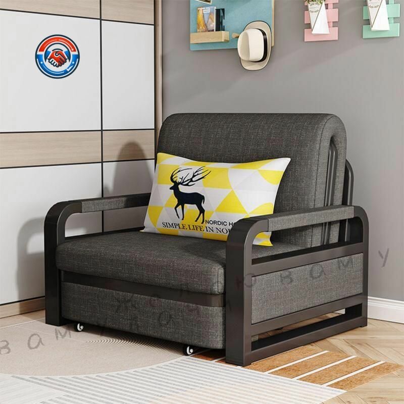 Кресло-кровать трансформер с регулируемой спинкой, льняным чехлом и бельевым ящиком, дневной диван и ночная односпальная кровать для экономии места