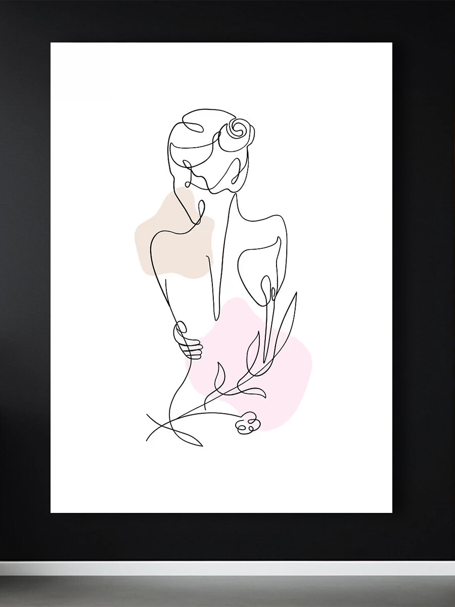 Картина на стену - "Силуэт девушки, лицо женщины абстракция" , 50х70 см.