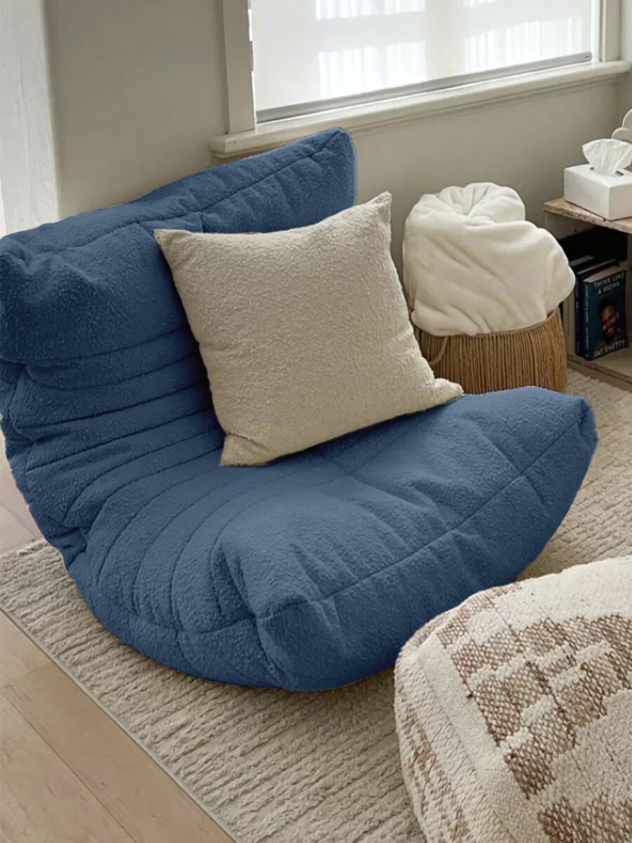 Бескаркасное дизайнерское кресло для отдыха дома aLounge - Acoustic Sofa - Blue Jazz (букле, голубой)