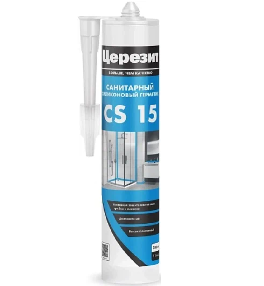 Герметик Санитарный Ceresit CS 15 Sanitary 280мл Силиконовый, Белый, Бесцветный / Церезит ЦС 15.