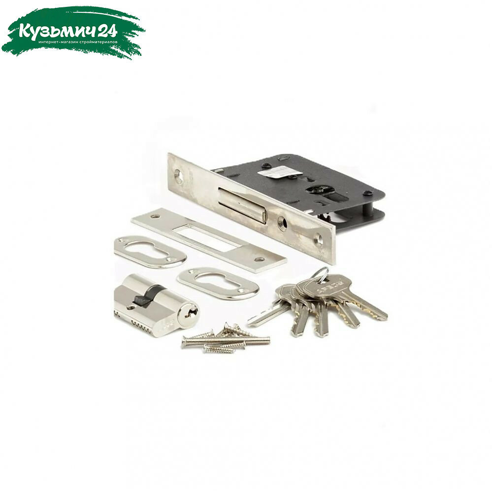 Замок врезной Apecs 94-Н/60 CR хром, цилиндровый, для деревянных и металлических дверей