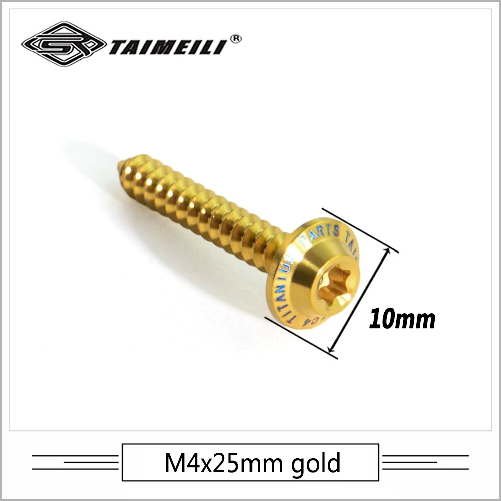 Болты TAIMEILI T2 титановые самонарезающие M4x22 мм 5x25 мм M4x25mm gold head10