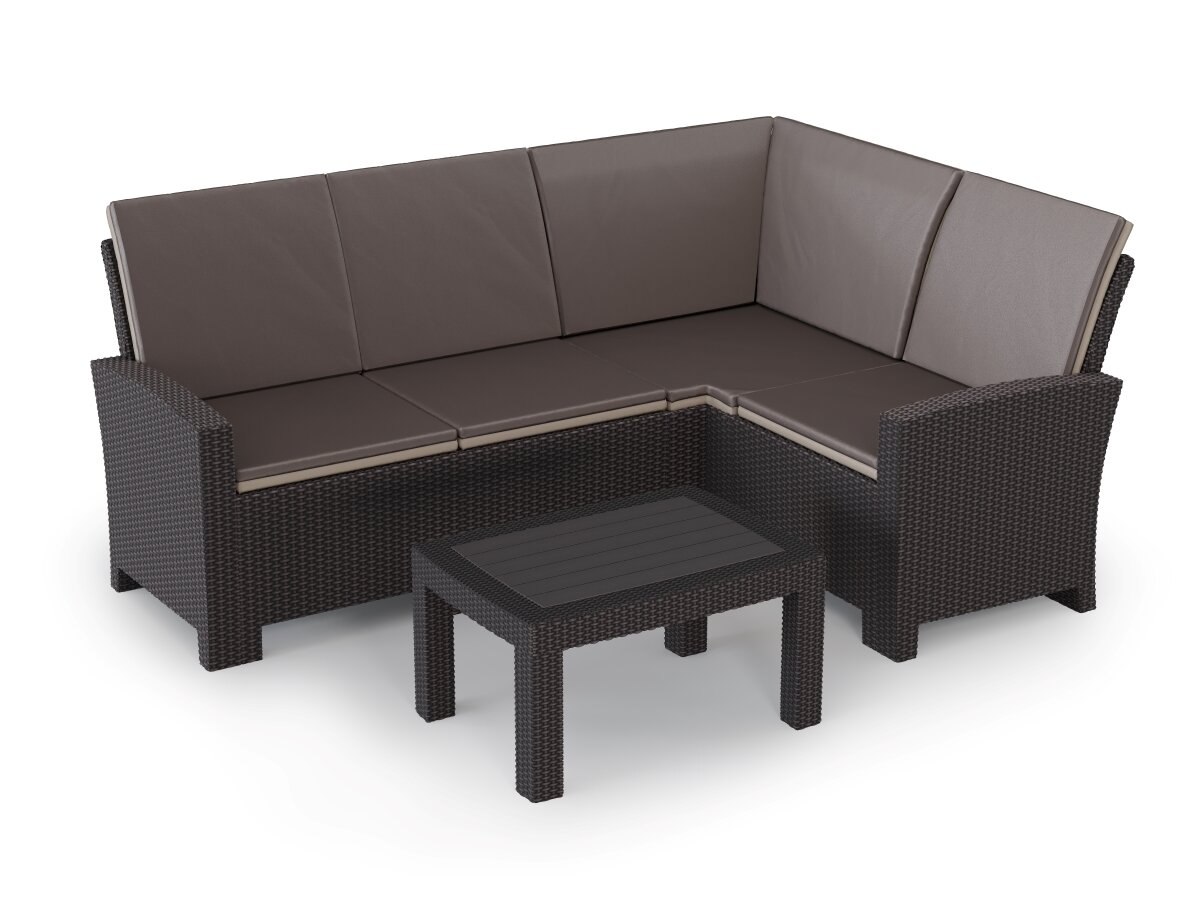 Комплект садовой мебели с угловым диваном Калифорния “California“ 188х136 см 4 места с подушкам и кофейным столиком