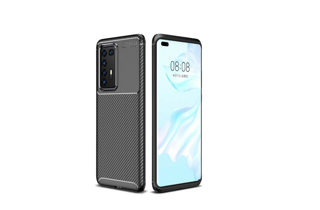 Чехол панель-бампер Чехол. ру для Huawei Nova 6 SE из прочного силикона с матовой отделкой «под карбон» черная
