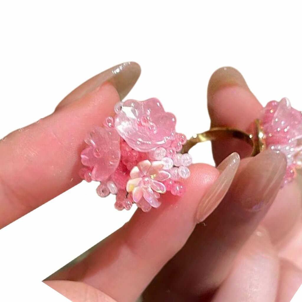 Регулируемые кольца с цветами гортензии из смолы