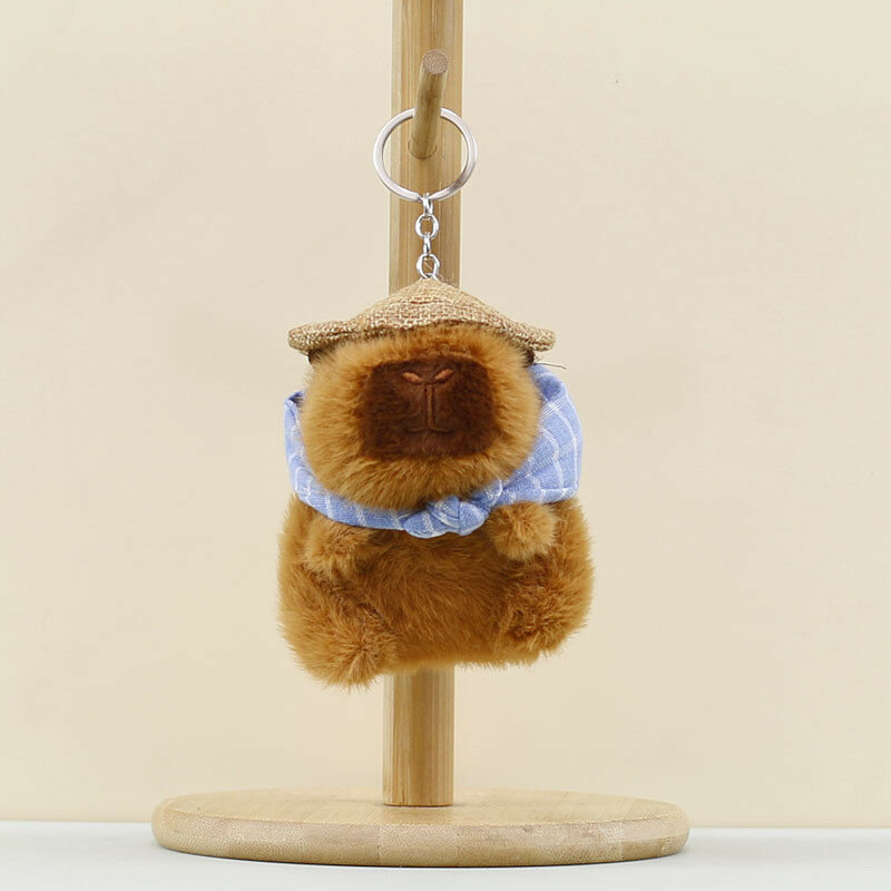 Cute capybara plush backpack clip stuffed animal with durable material office desk decor, blue