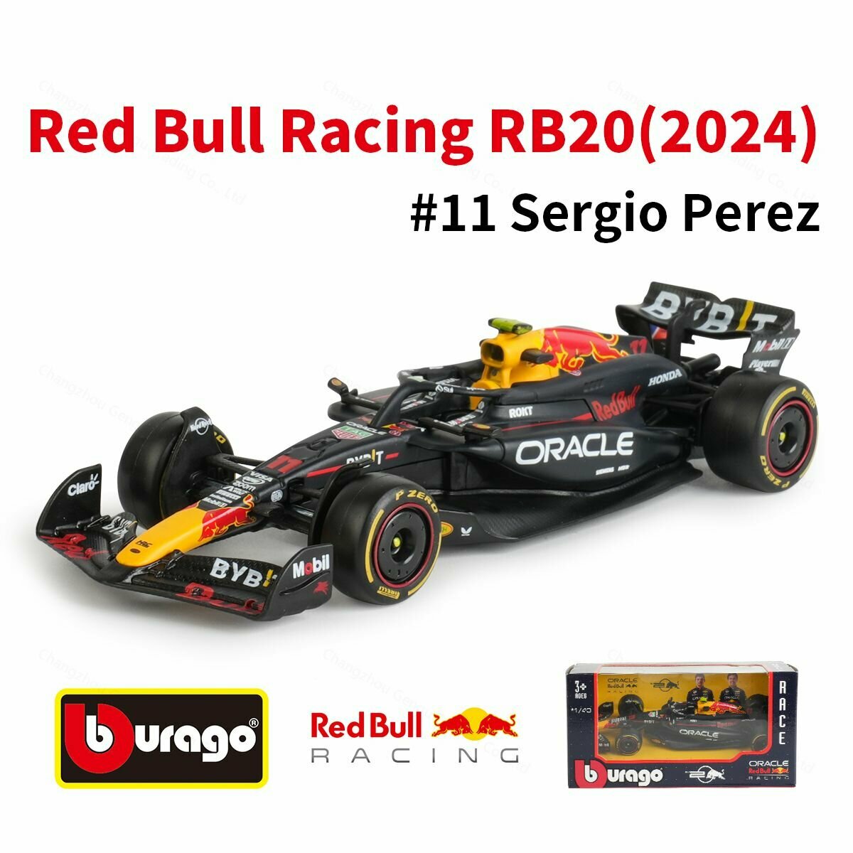 Bburago 1:43 2024 Red Bull RB20 Формульный болид Формулы-1, Литые под давлением автомобили, коллекционная модель гоночных игрушек