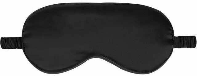 Мягкая атласная маска с резинкой на глаза бдсм игр или сна чёрная