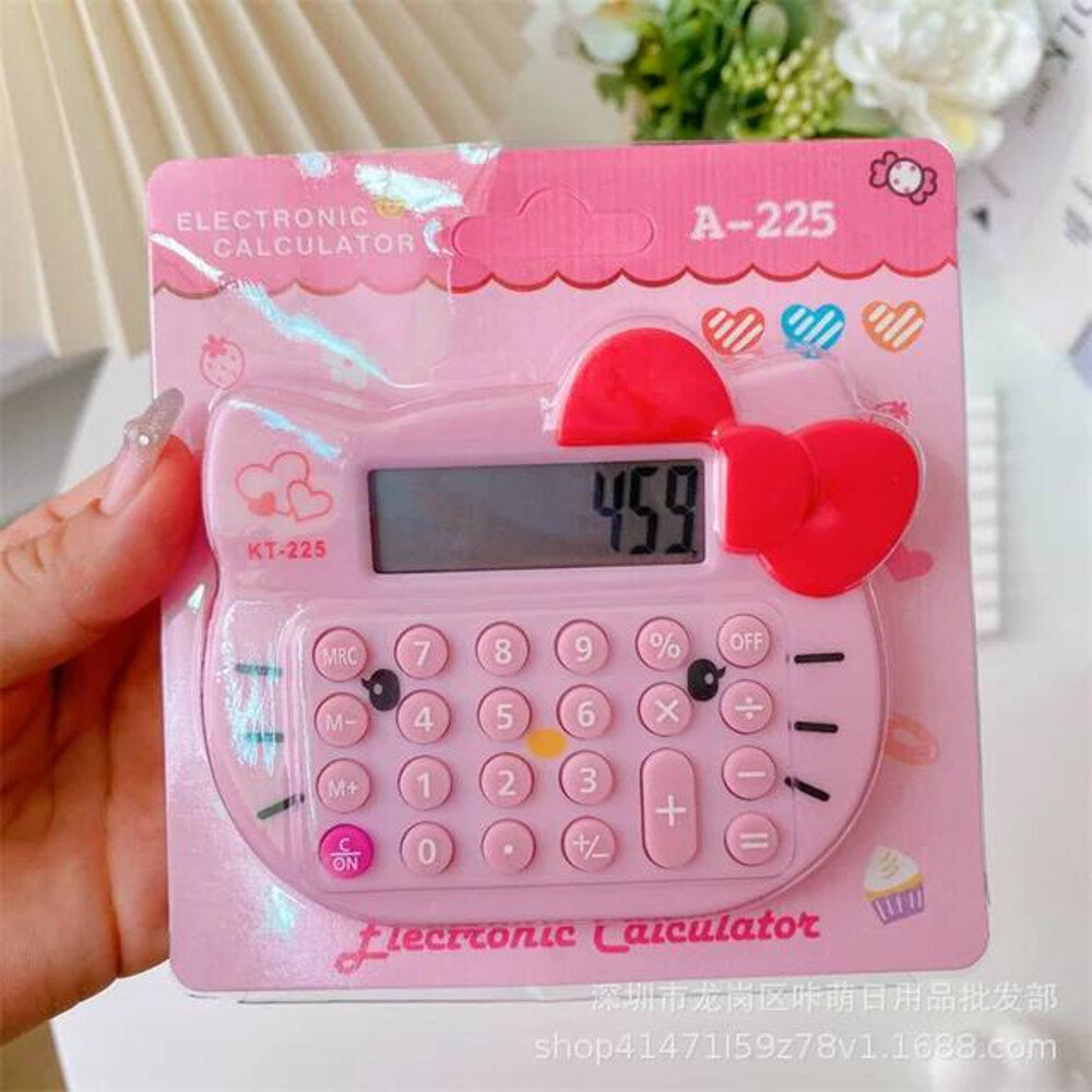 Sanrio Anime Hello Kitty Kawaii Cat Head Calculator Cinnamoroll Kuromi My Melody Convenient Mini Computer Cute Girly Heart