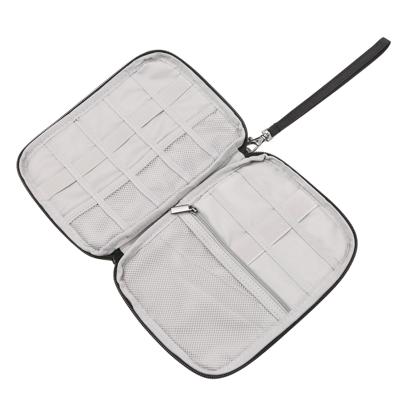 Electronic Organizer Нейлоновый чехол для хранения кабелей и электронных аксессуаров для ремешка часов/кабелей/наушников/USB-флешек/SD-карт/часов и других, Черный/Серый (Выбор), размер 22.2*17*1.3 см, вес 88 г, 1 шт.