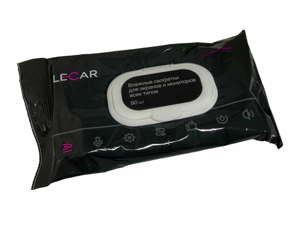 Влажные салфетки для мониторов (пластиковый клапан 90 шт.) LECAR арт. LECAR000075112