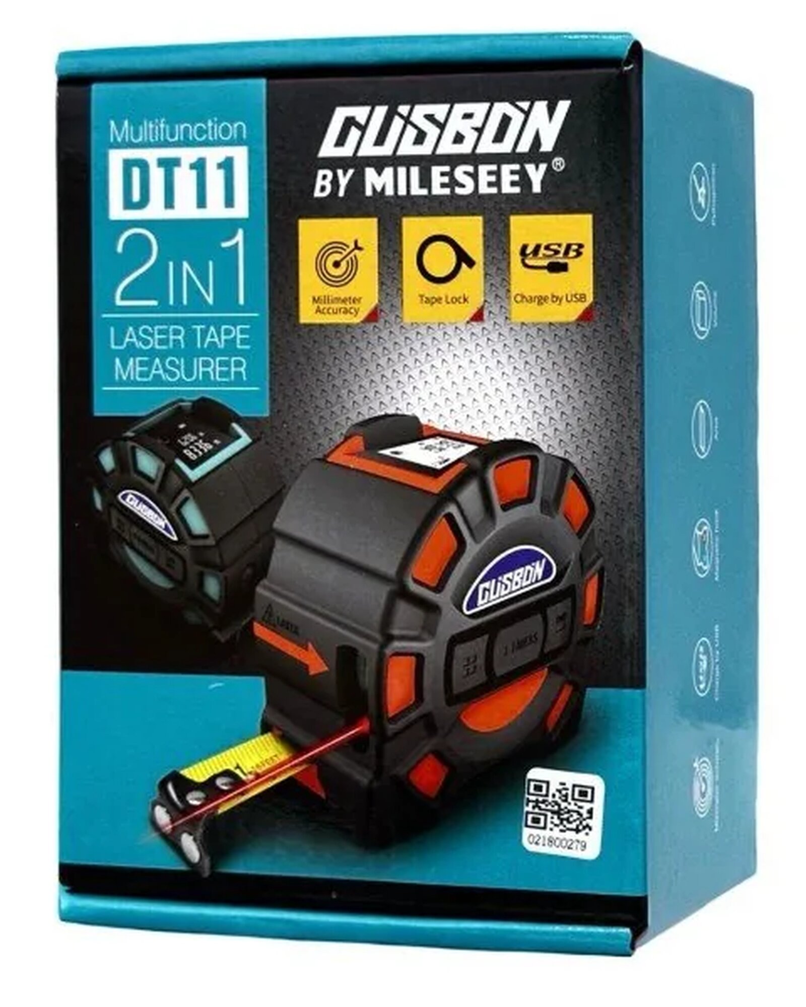 Рулетка лазерная Xiaomi Mileseey DT11 Laser Tape Measurer 2 in 1 оранжевая 40М (EU)