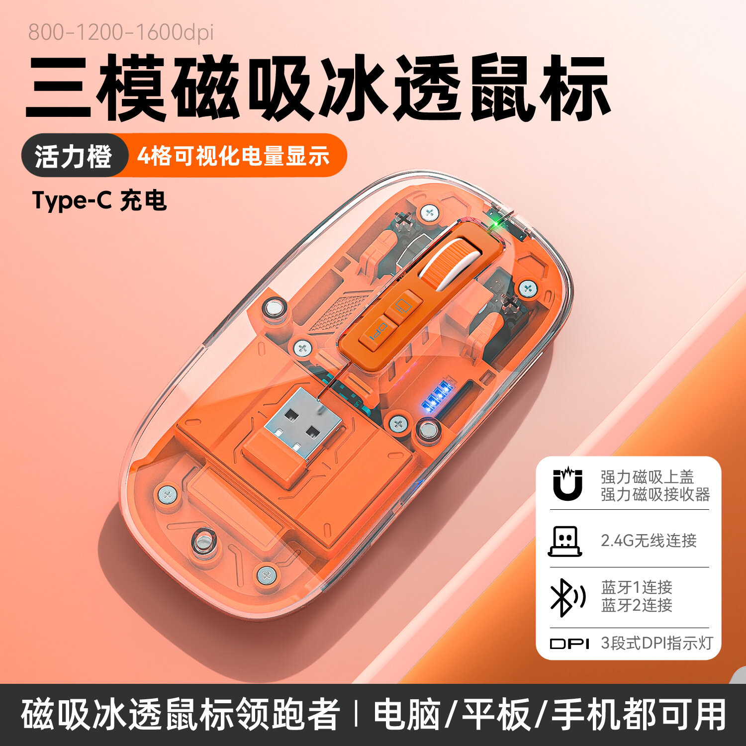 Беспроводная мышь с Bluetooth Tri-Mode, перезаряжаемая, тихая, магнитная, для ноутбука и офиса, креативный подарок,